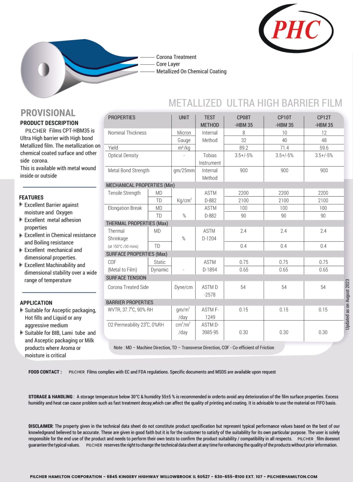 Polyester Film Technical Datasheets USA – PHC Resources