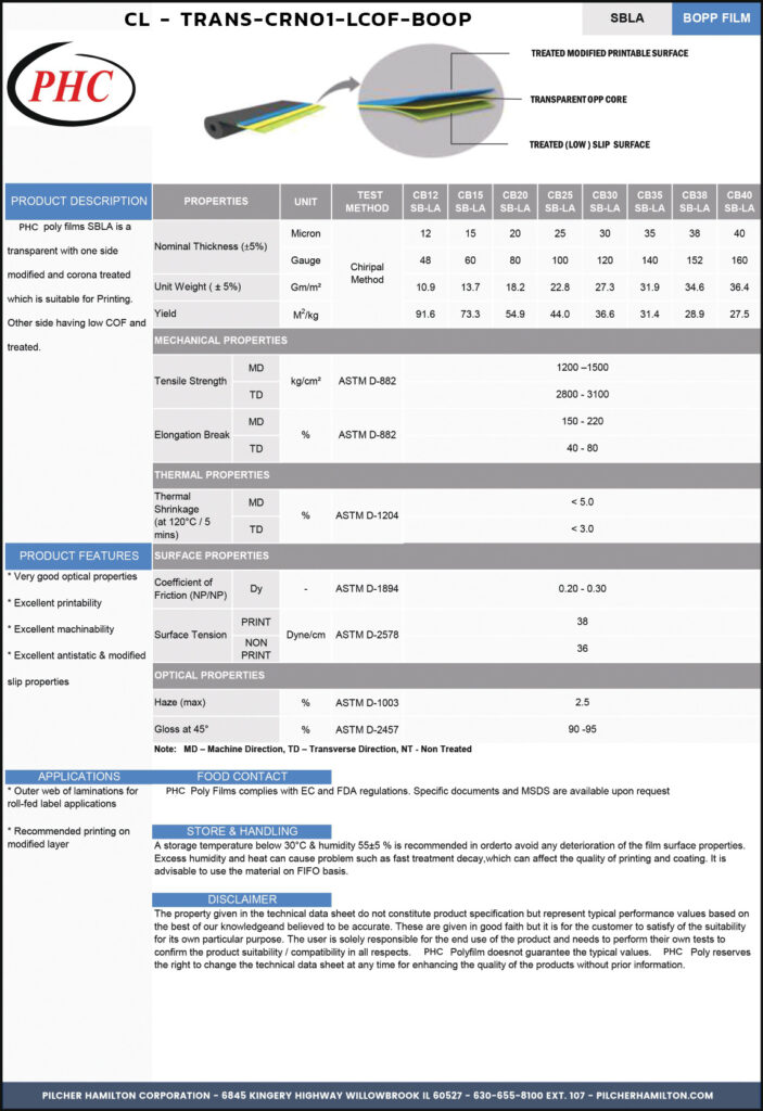 Polyester Film Technical Datasheets USA – PHC Resources